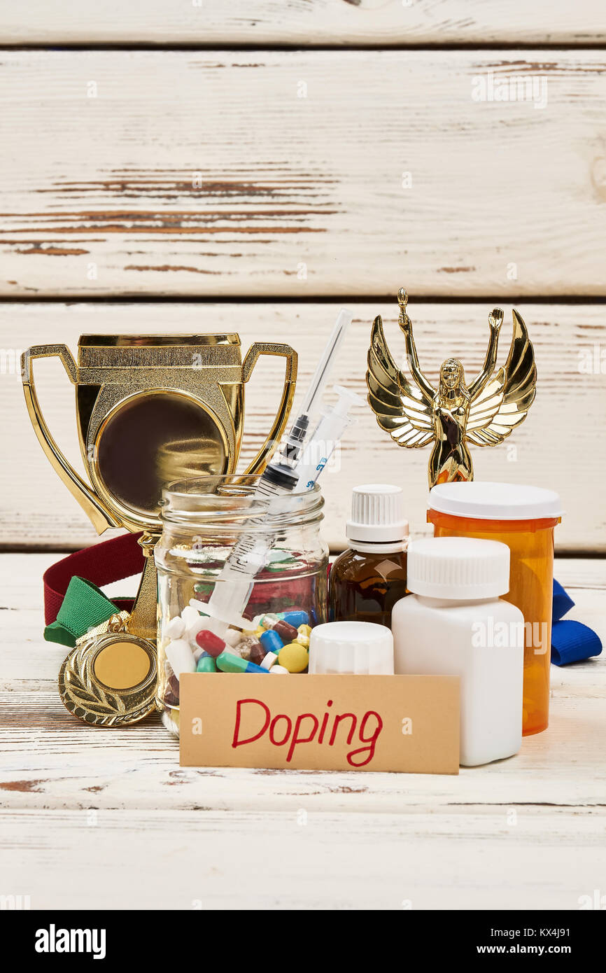 Trophy and dope drugs Stock Photo - Alamy