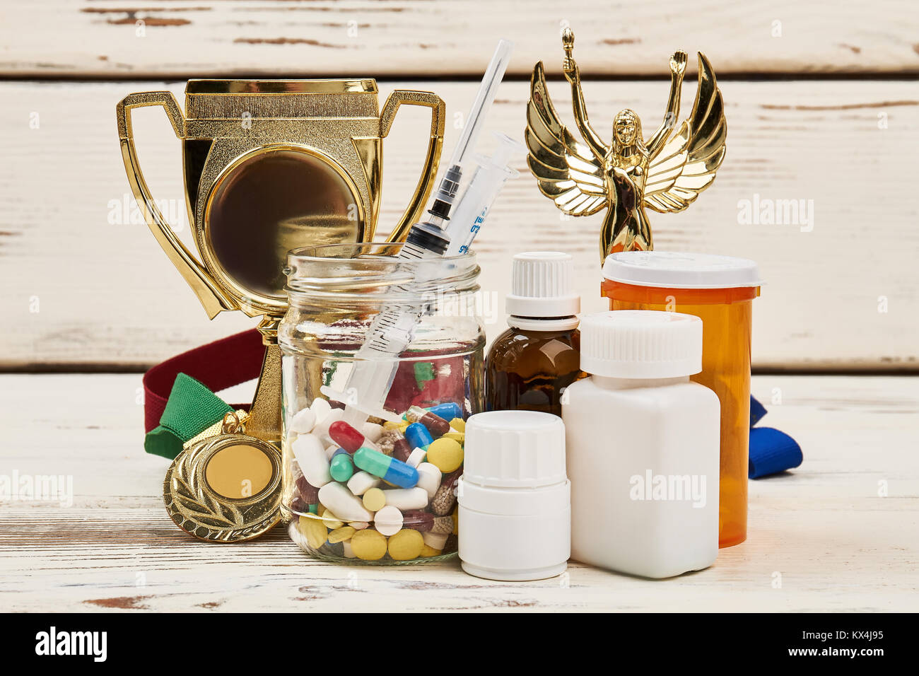 Trophies and diverse medicaments Stock Photo - Alamy
