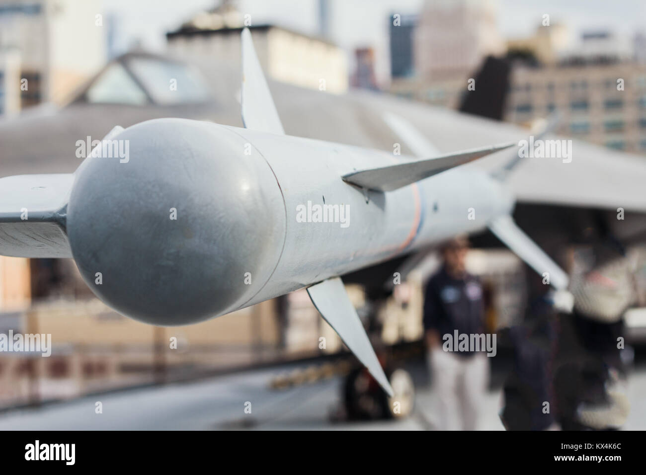 The missile air-air suspended under the wing of battle aircraft Stock ...