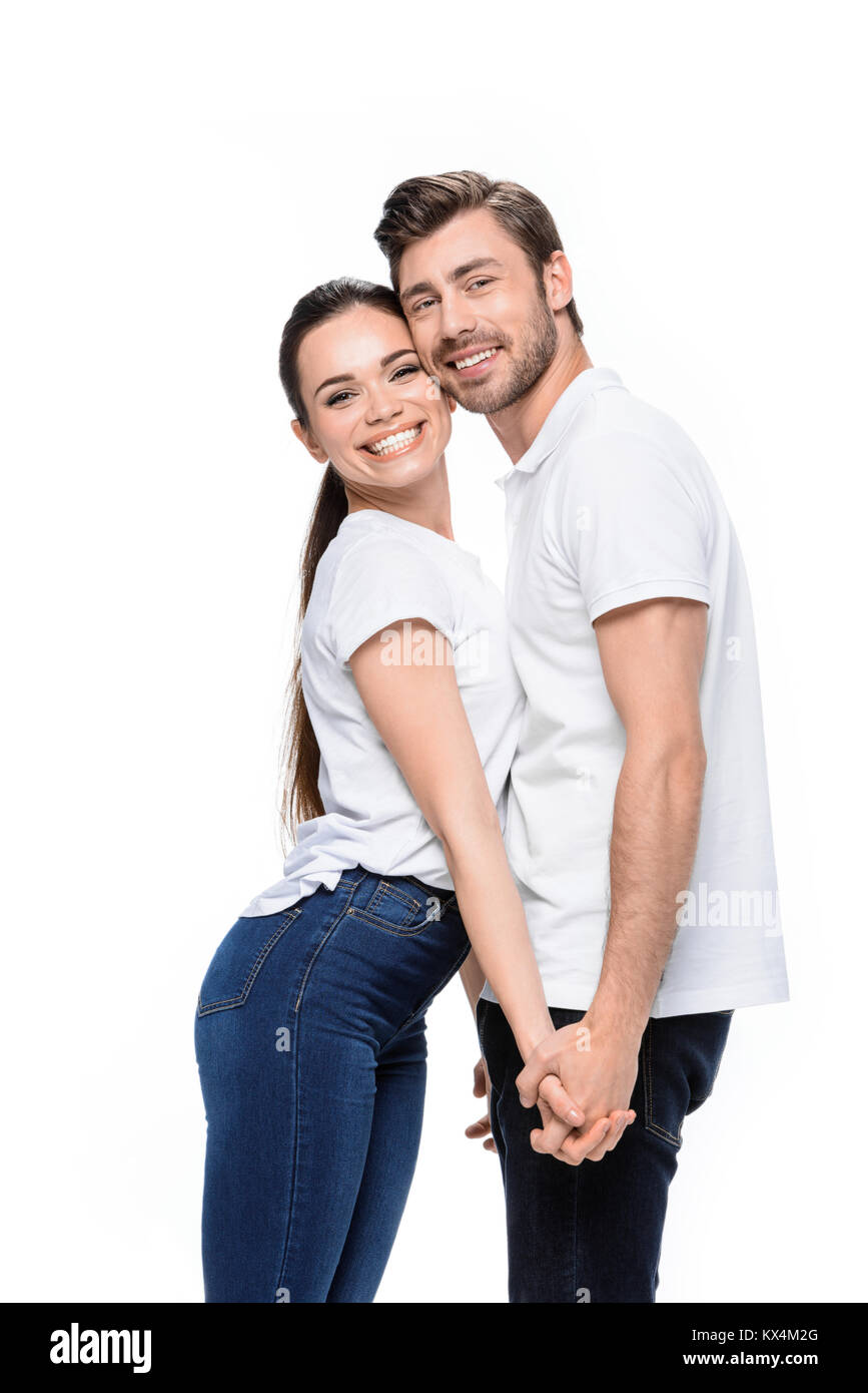 Happy hugging love couple Cut Out Stock Images & Pictures - Alamy