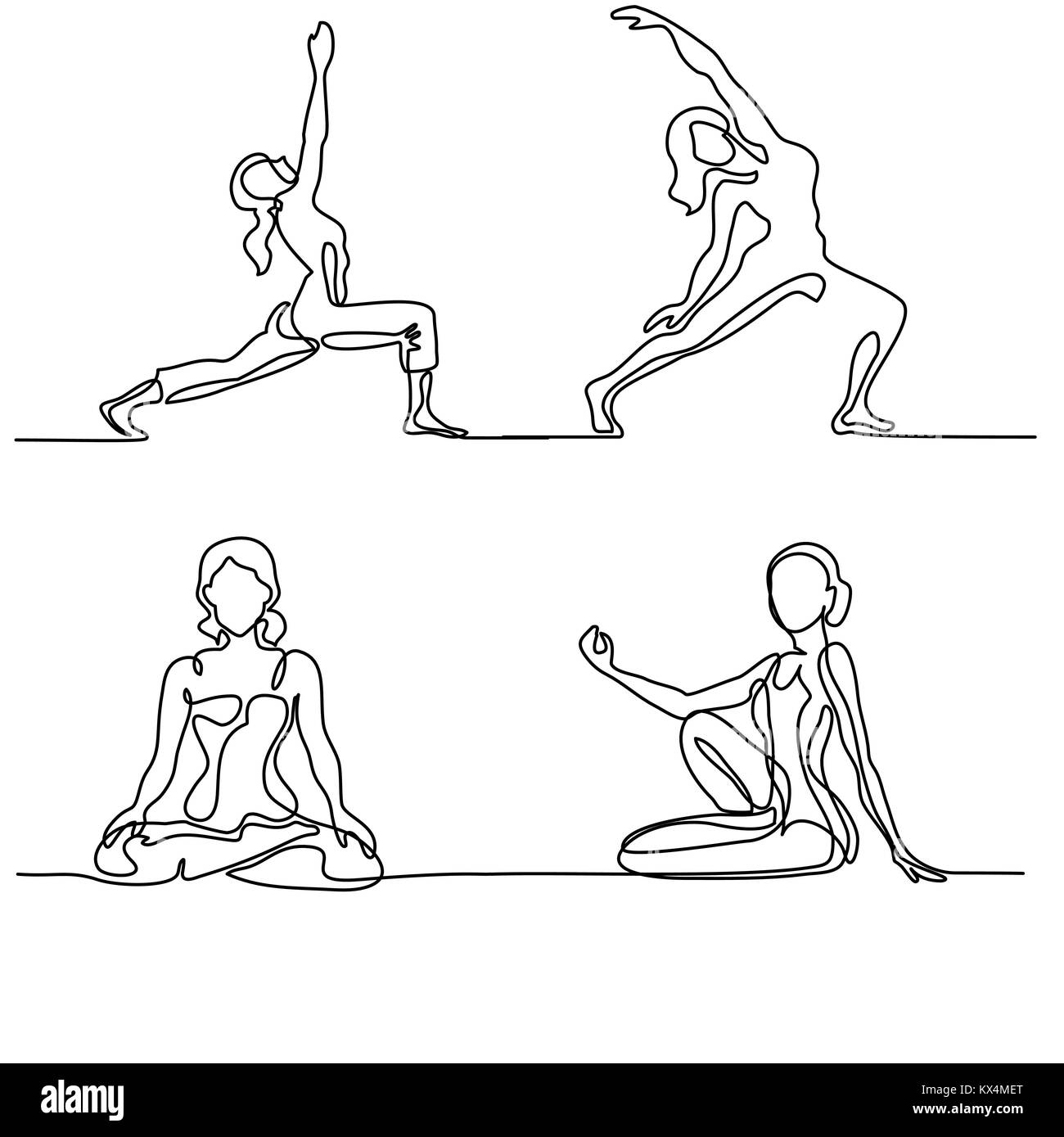 Illustration drawing woman doing yoga hi-res stock photography and ...