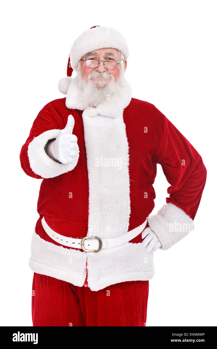 father Christmas or Santa Claus giving thumb up, isolated on white ...