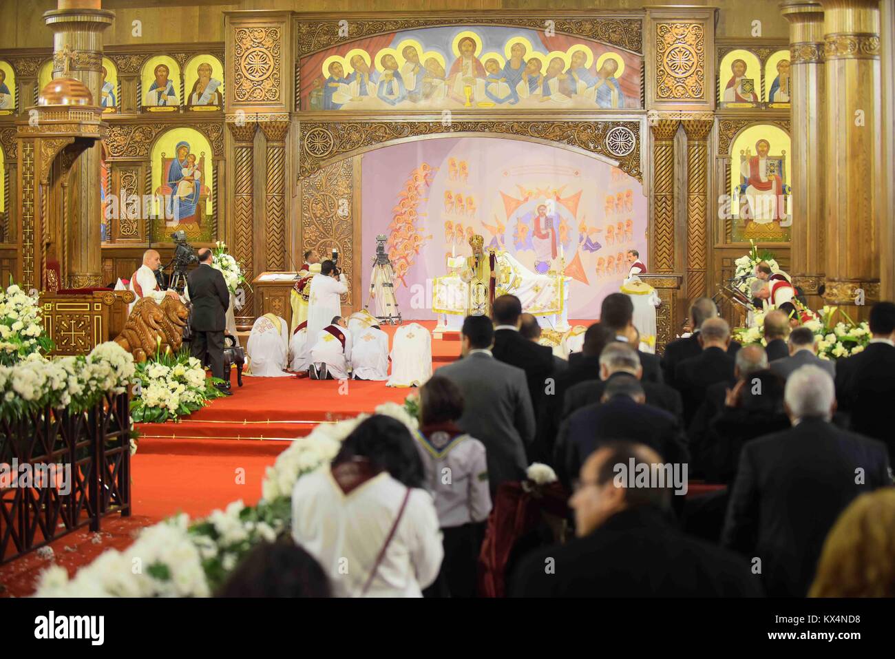 Cairo, Egypt. 6th Jan, 2018. Coptic Orthodox Christians attend the ...