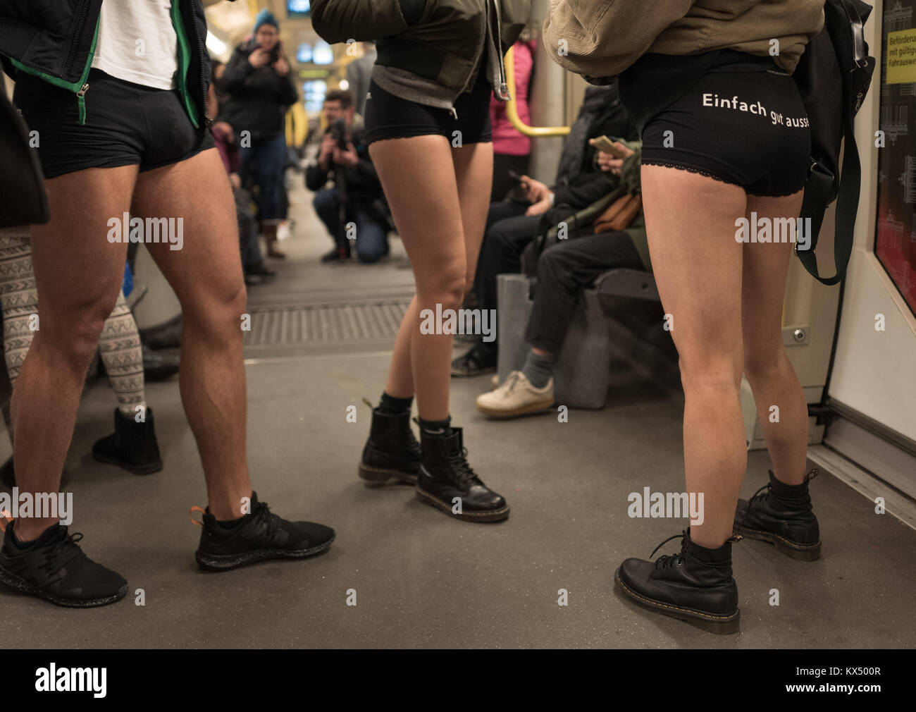 No pants subway ride hi-res stock photography and images - Alamy