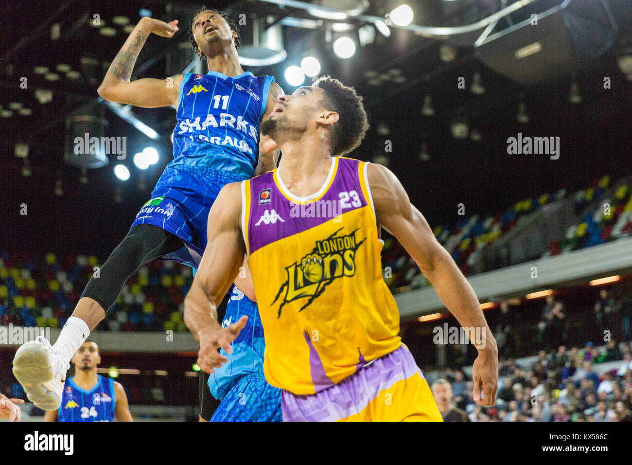 Copper Box Arena, London, UK, 7th Jan 2018. Lions' Corey Dixon and ...