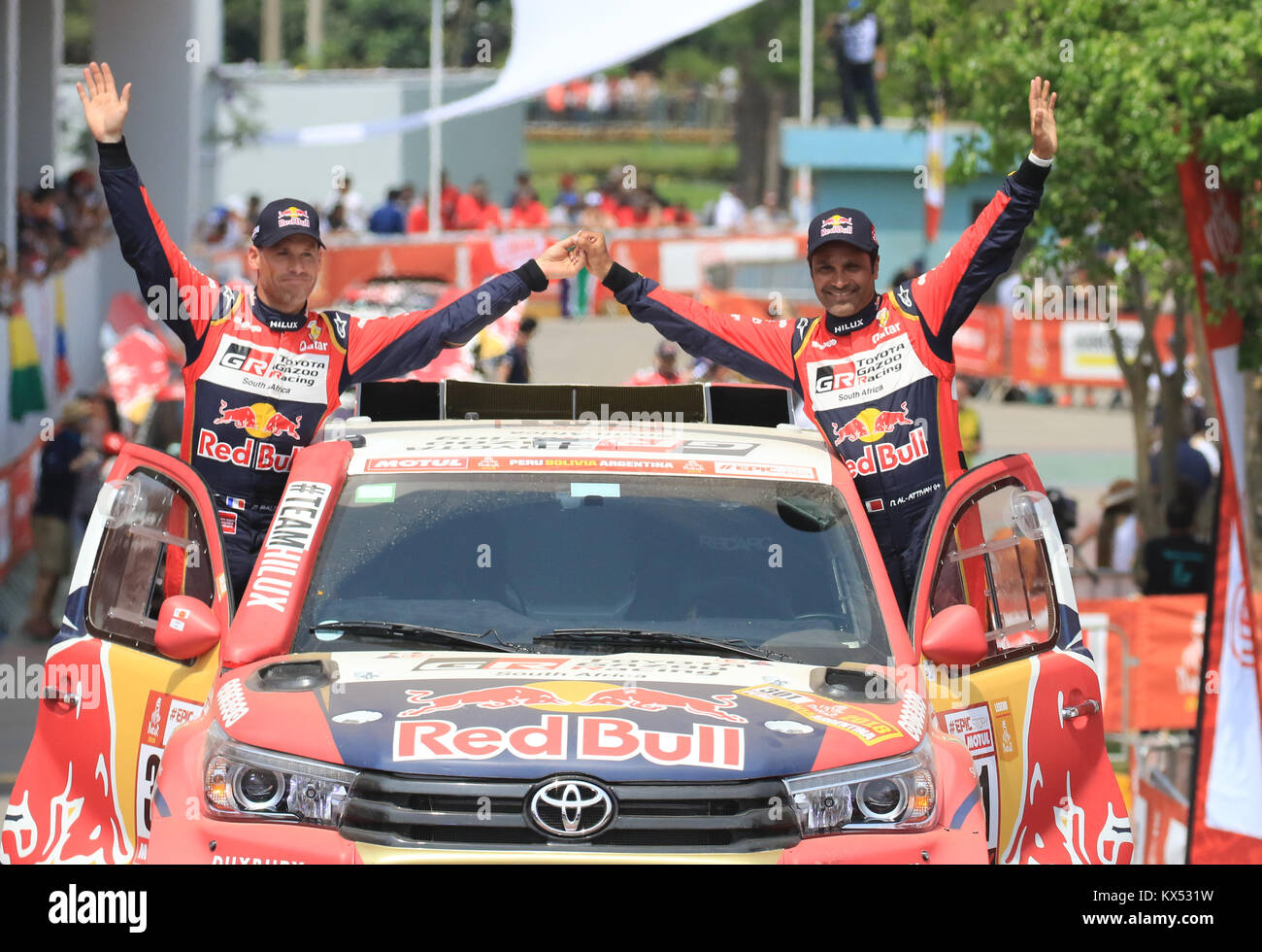 Lima, Lima, Peru. 6th Jan, 2018. RALLY - DAKAR - START - STAGE 1.Toyota ...