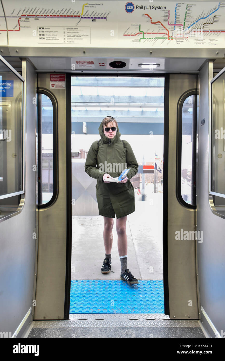 No pants chicago subway hi-res stock photography and images - Alamy