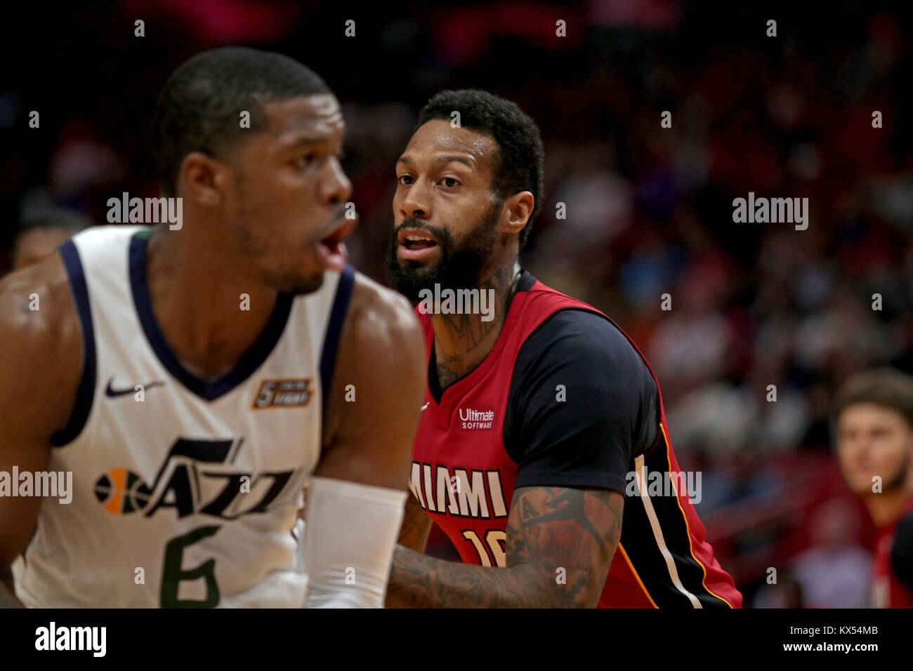 Miami, Florida, USA. 7th Jan, 2018. Miami Heat forward James Johnson ...