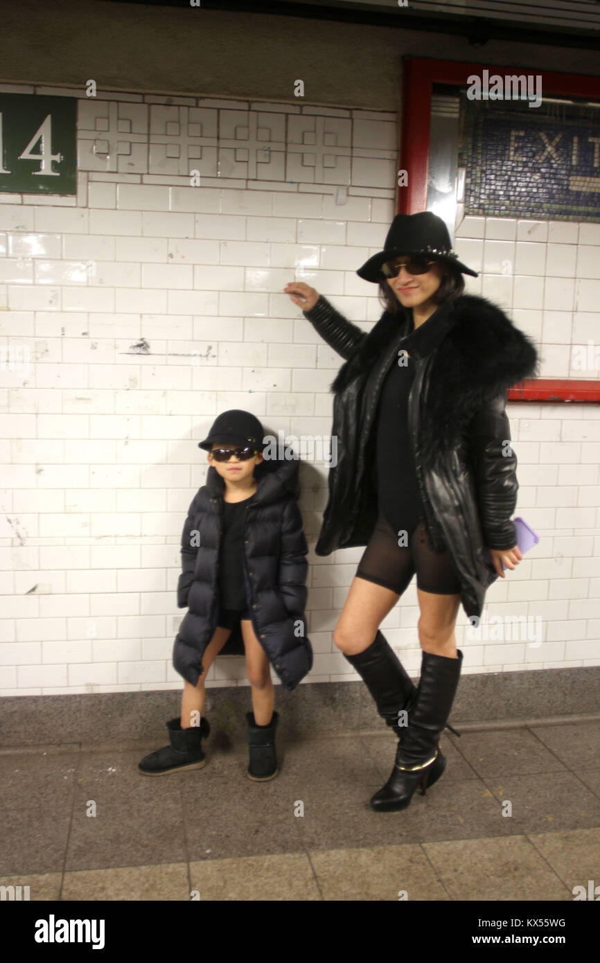 New York, New York, USA. 7th Jan, 2018. The 17th Annual No Pants Subway ...