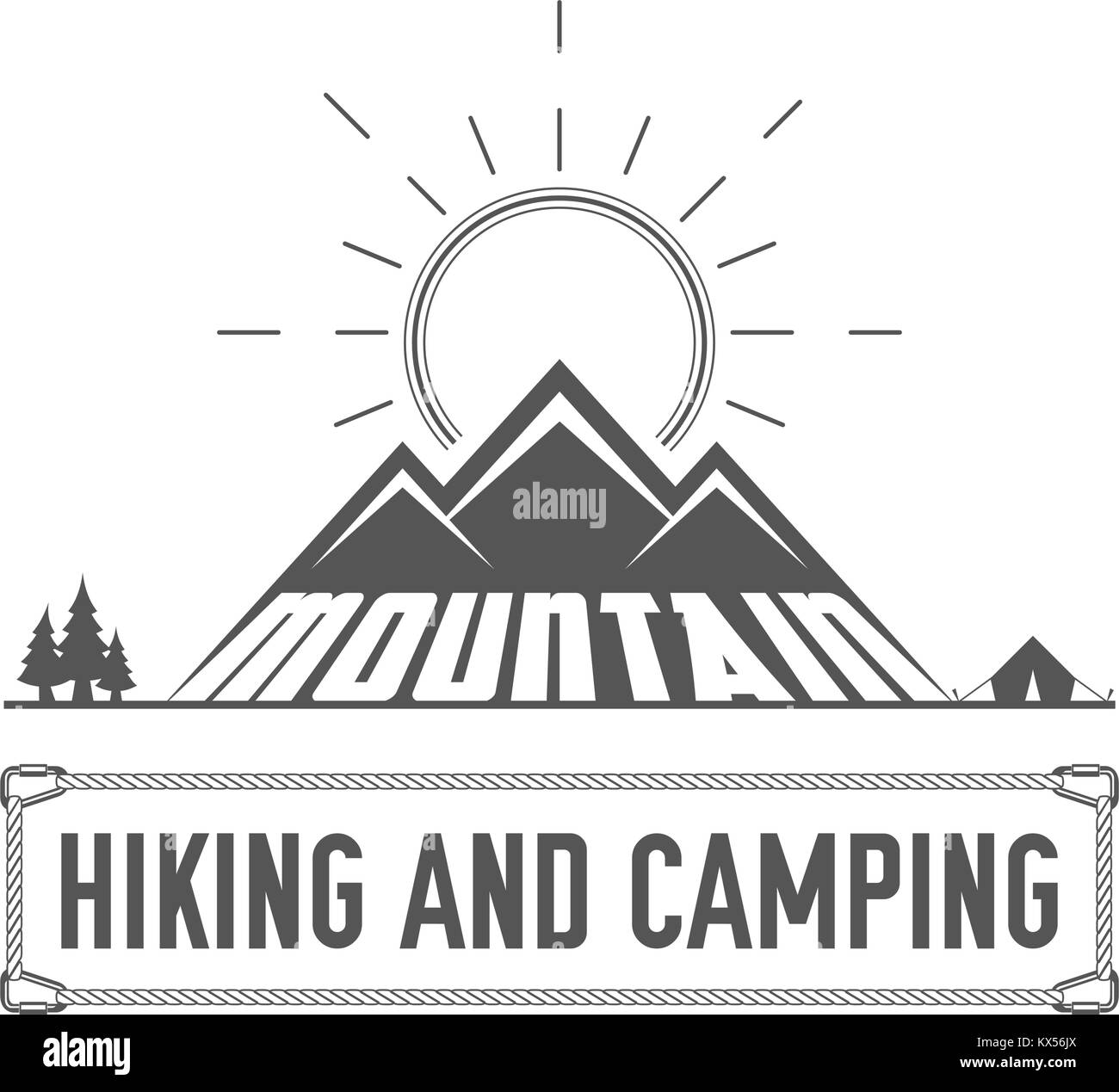 Hiking and Camping - Alpine Club Vector Emblem - Icon - Print - Badge ...