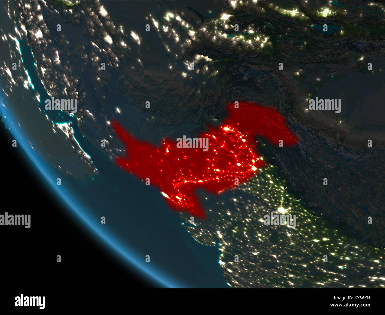 Highlighted satellite image of pakistan hi-res stock photography and ...