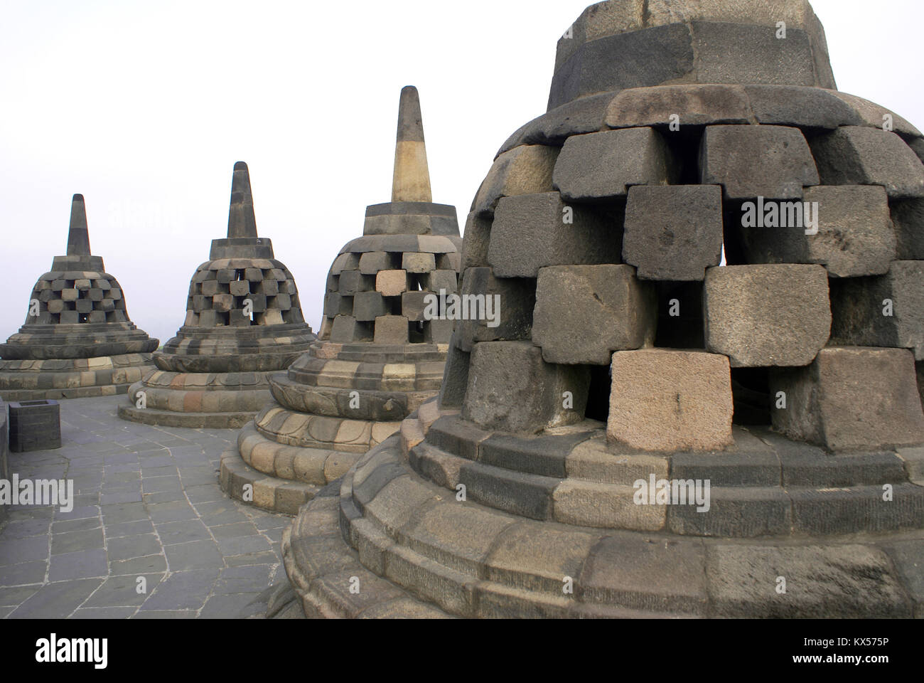 Stone stupas in Borobudur, Java, Indonesia Stock Photo - Alamy