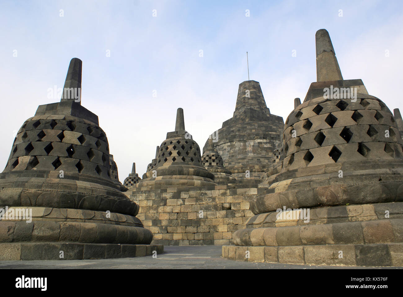Stupas in buddhist temple Borobudur, Java, Indonesia Stock Photo - Alamy