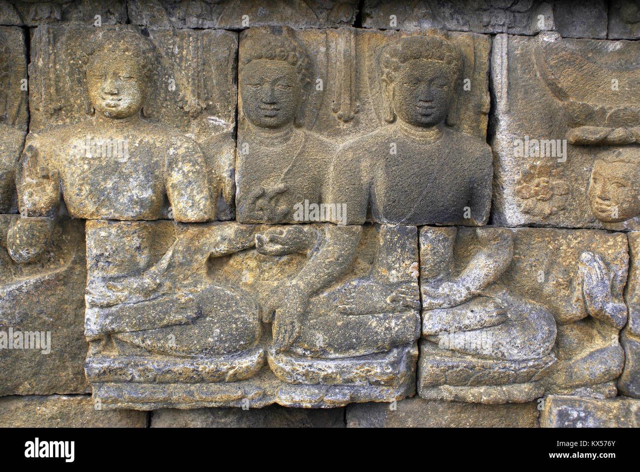 Buddhas on the wall of Borobudur, Java, Indonesia Stock Photo - Alamy