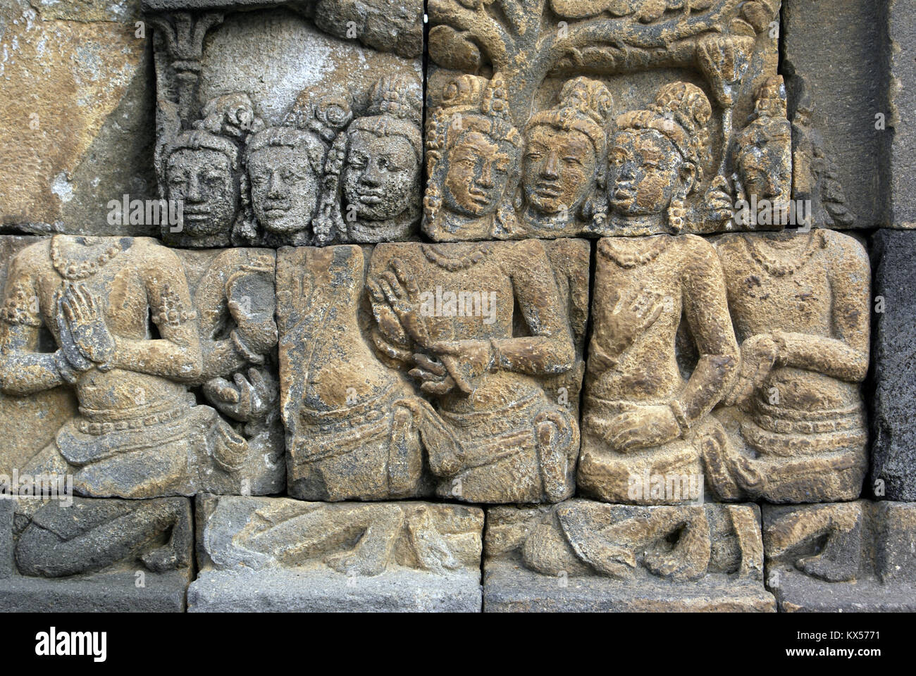People on the wall of Borobudur, Java, Indonesia Stock Photo - Alamy