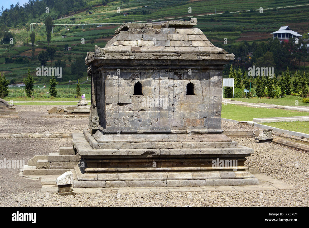 Grave in Arjuna complex on plateau Dieng, Java, Indonesia Stock Photo ...