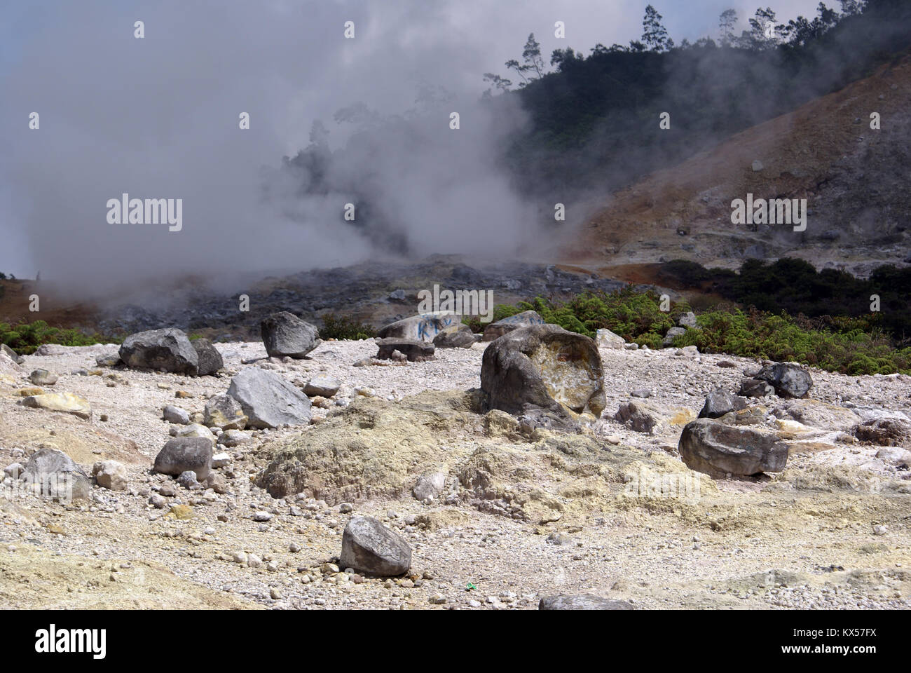 Stones in Kawah Sikidang, Dieng plateau, Java Stock Photo - Alamy