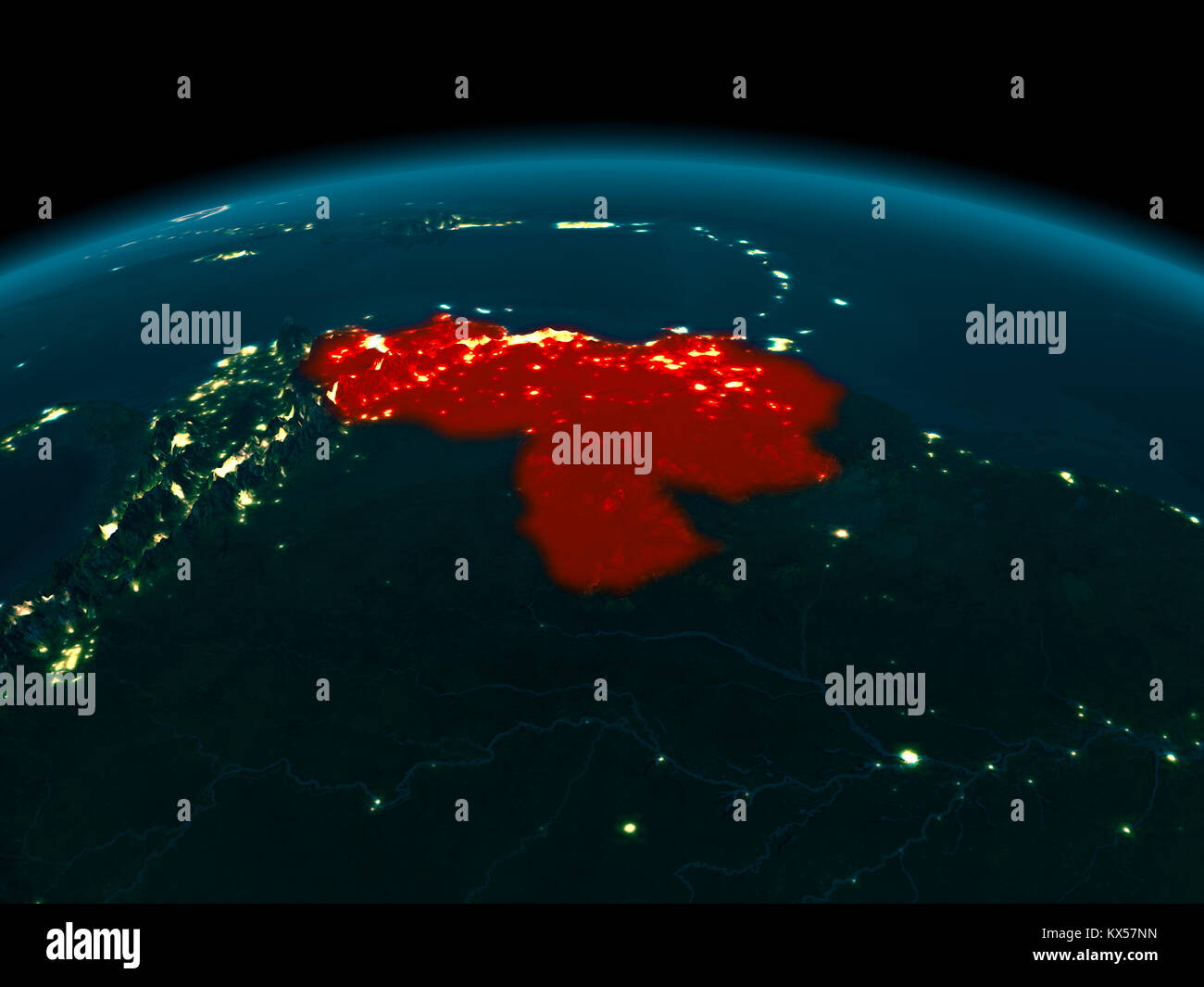 Night map of venezuela hi-res stock photography and images - Alamy