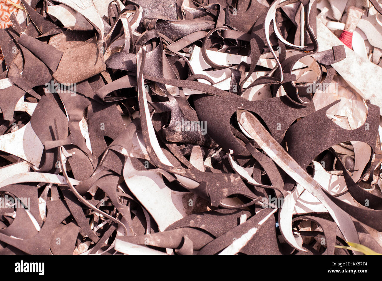 Assorted pieces of skin Leather Garbage. Waste. Refuse Stock Photo - Alamy