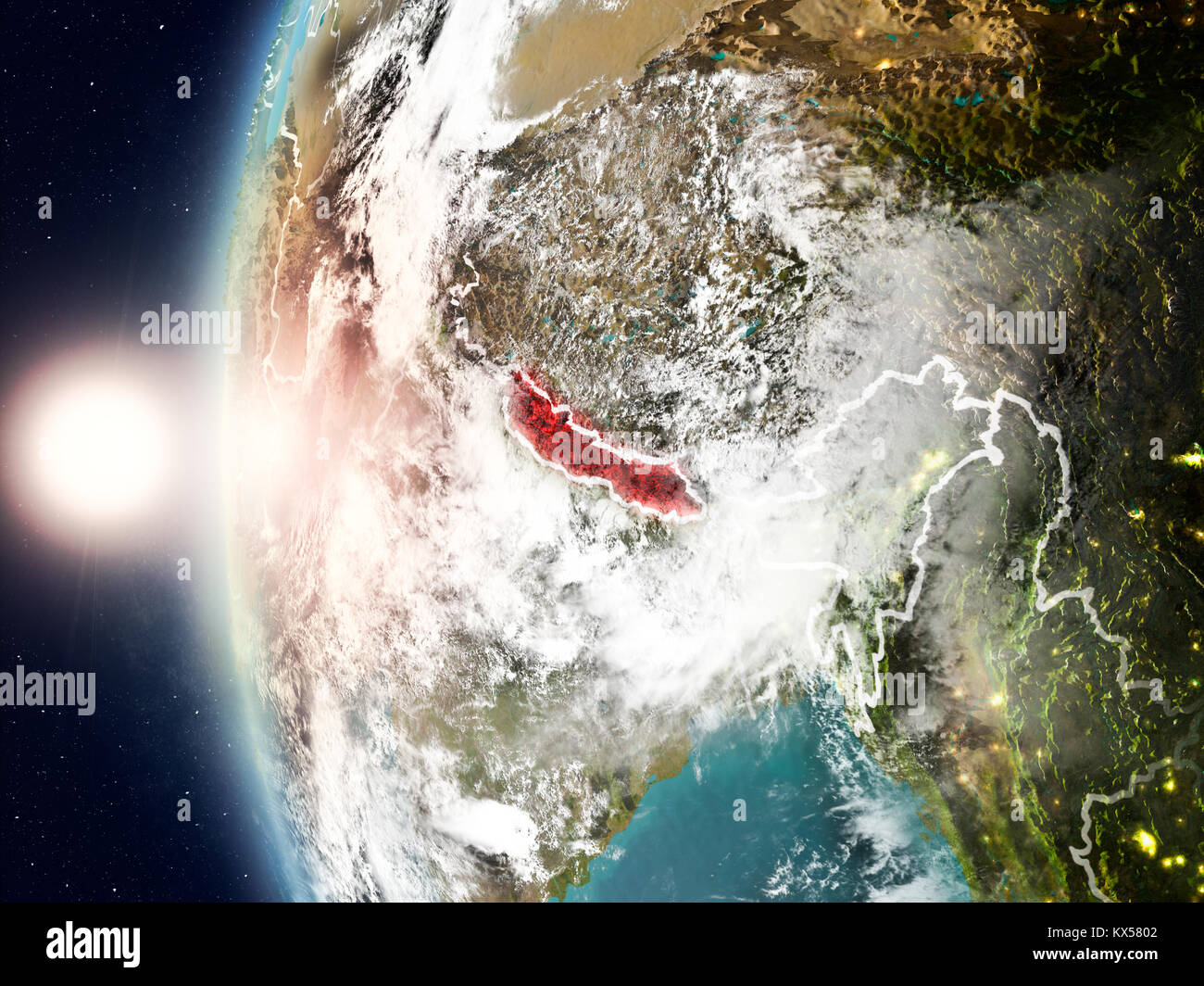 Nepal 3d earth in space hi-res stock photography and images - Alamy