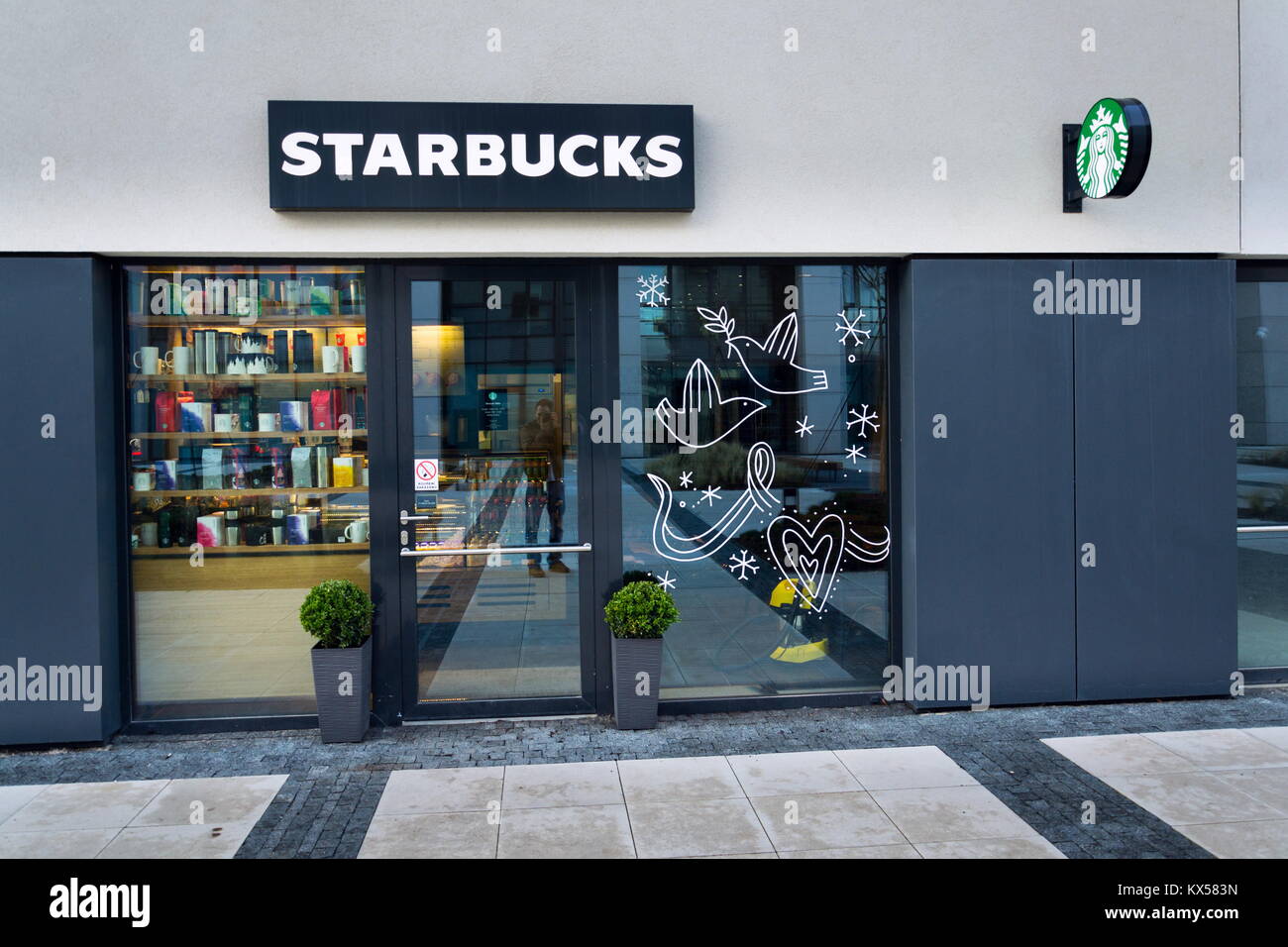 PRAGUE, CZECH REPUBLIC - JANUARY 6: Starbucks coffee company logo on ...