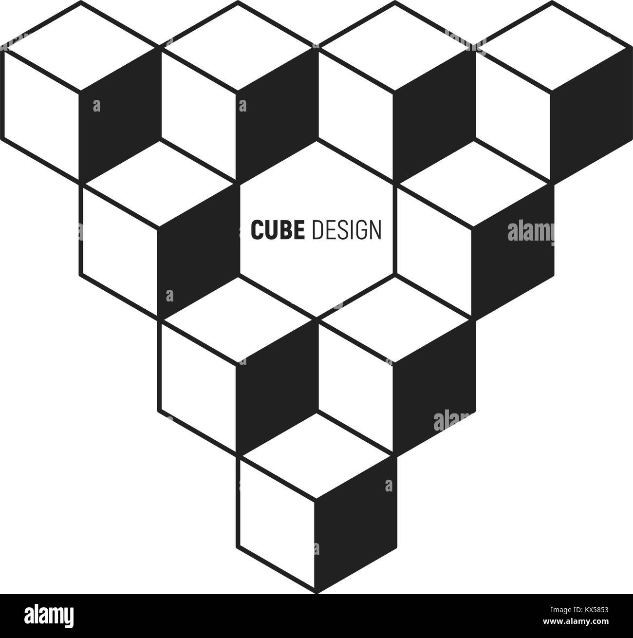 cubes in rows that makes a triangle shape. vector graphic for logo or ...