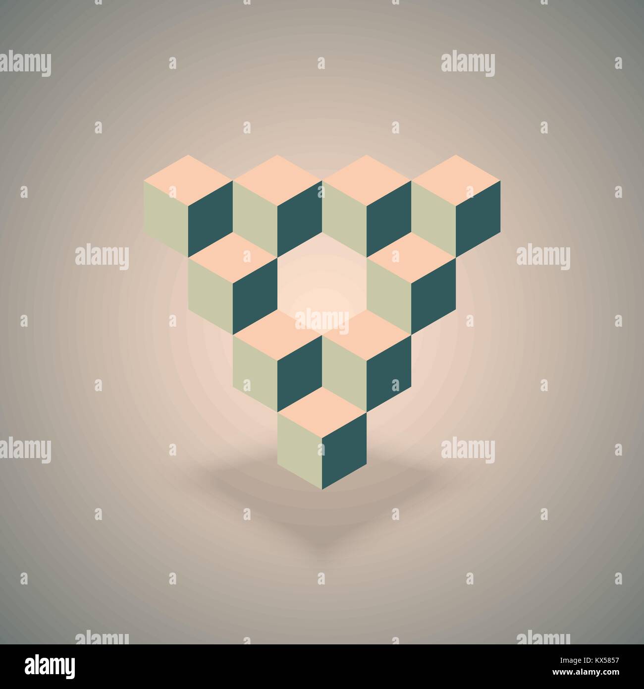 cubes in rows that makes a triangle shape. vector graphic for logo or ...