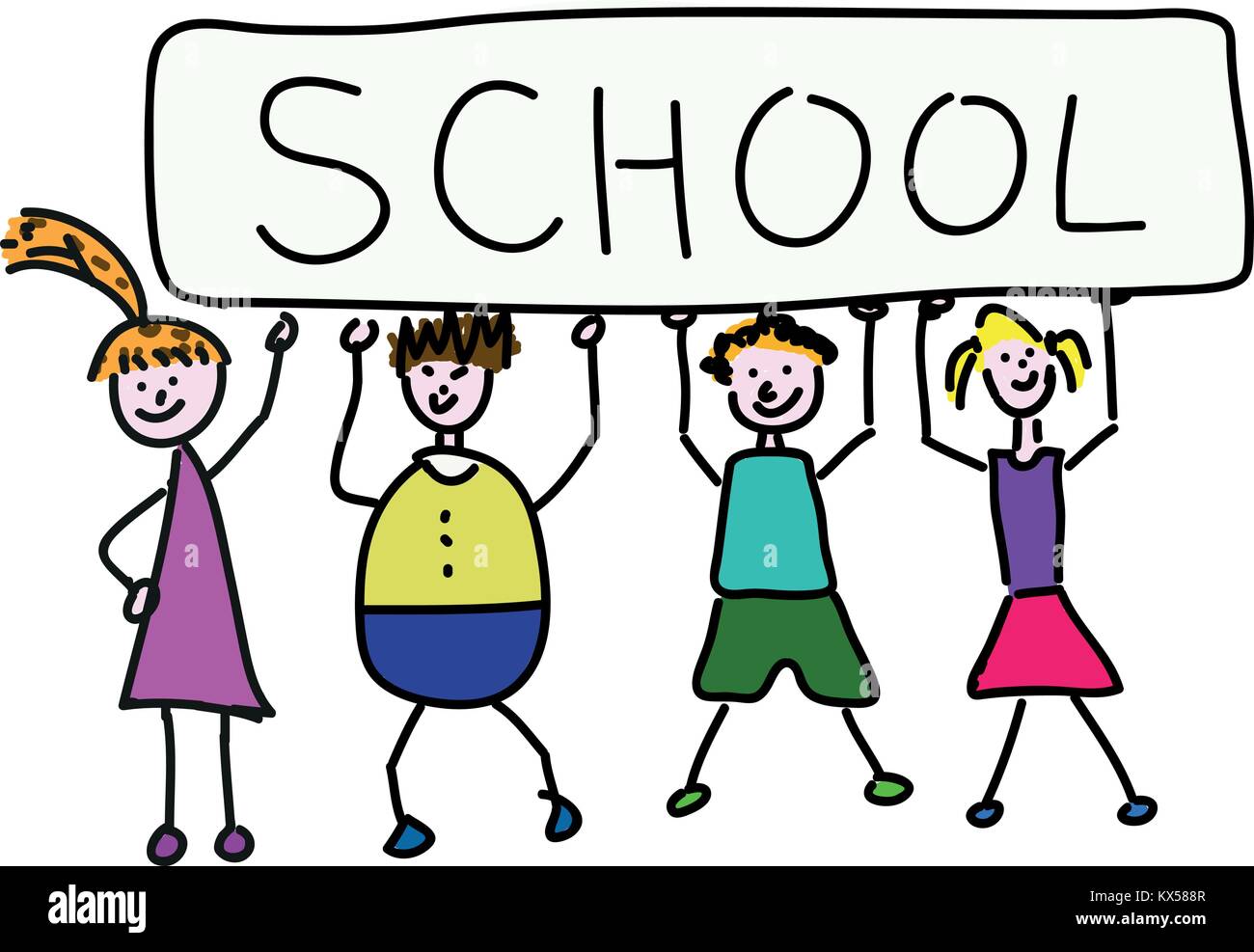 Happy school boy holding Stock Vector Images - Alamy