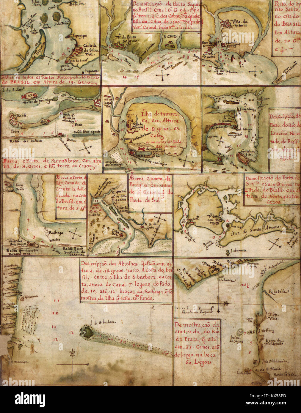 Portuguese Map of Brazil's Amazon - 1630 Stock Photo - Alamy