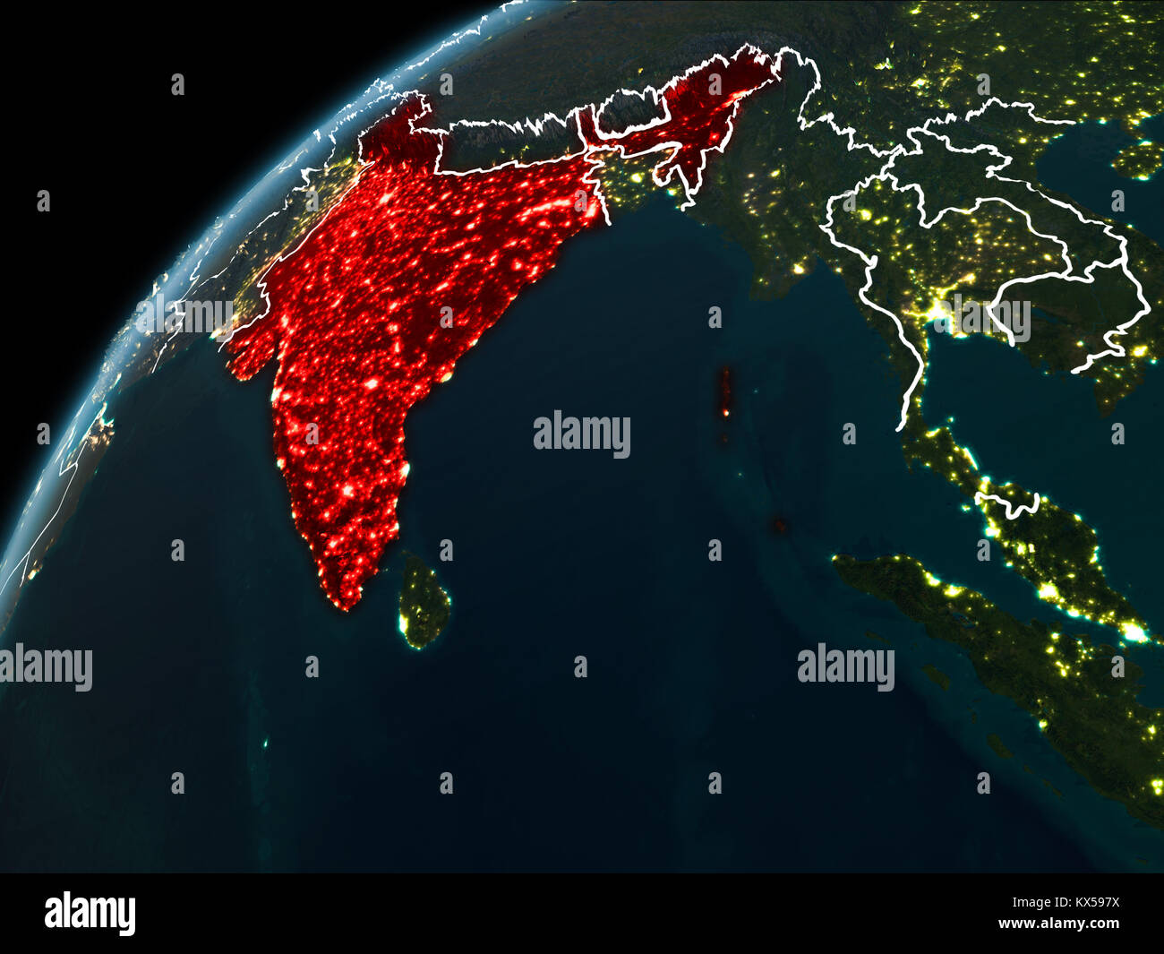 Satellite image of india at night hi-res stock photography and images ...