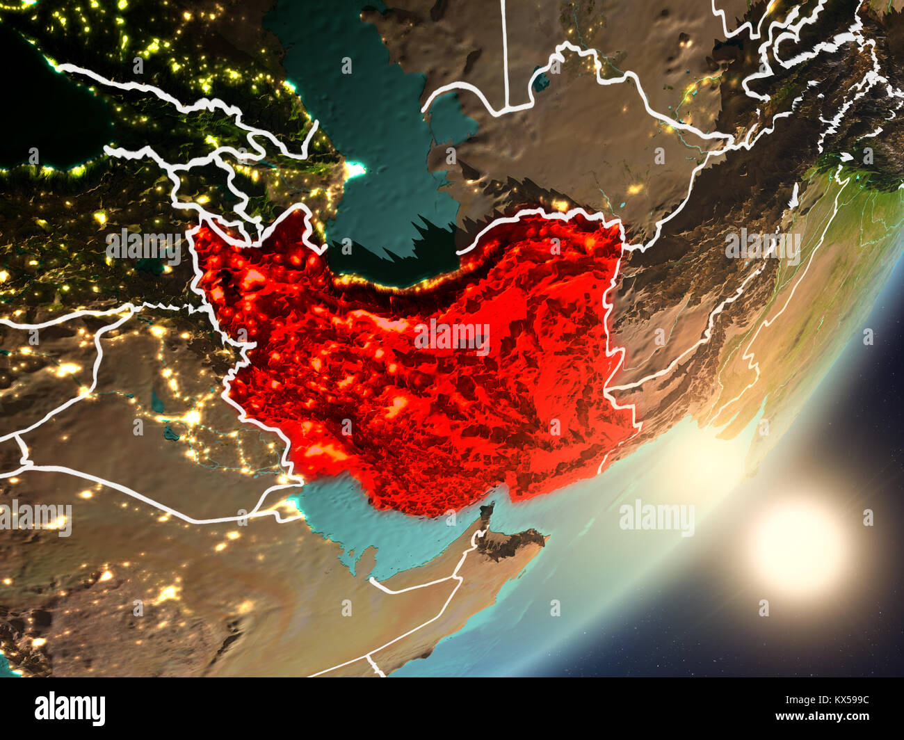 Iran from space with highly detailed surface textures and visible ...