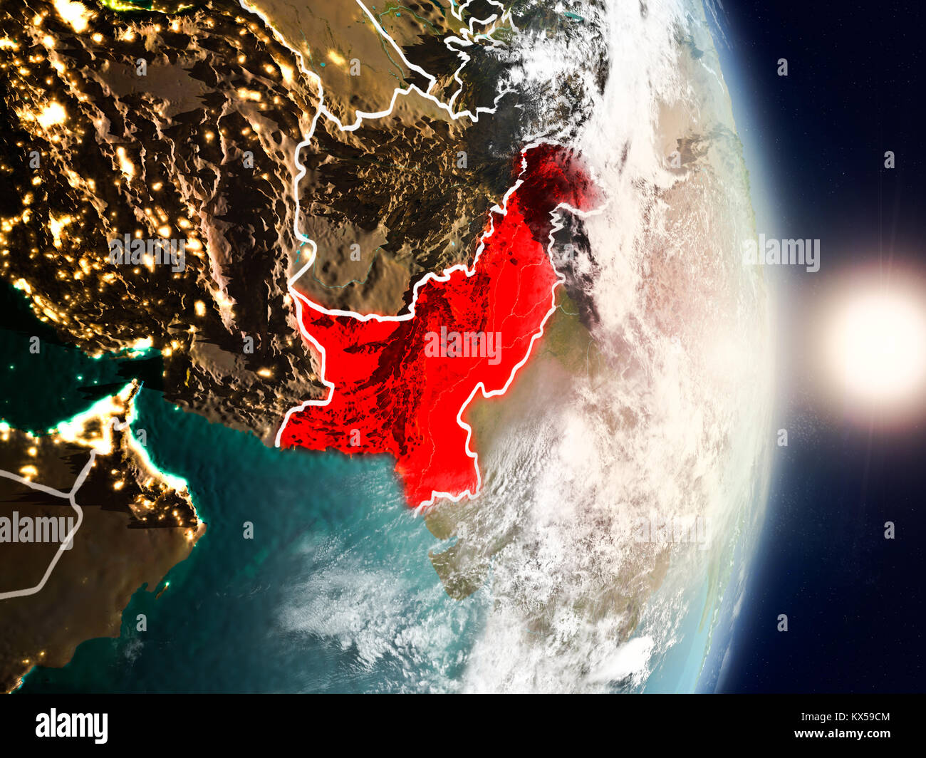 Highlighted satellite image of pakistan hi-res stock photography and ...