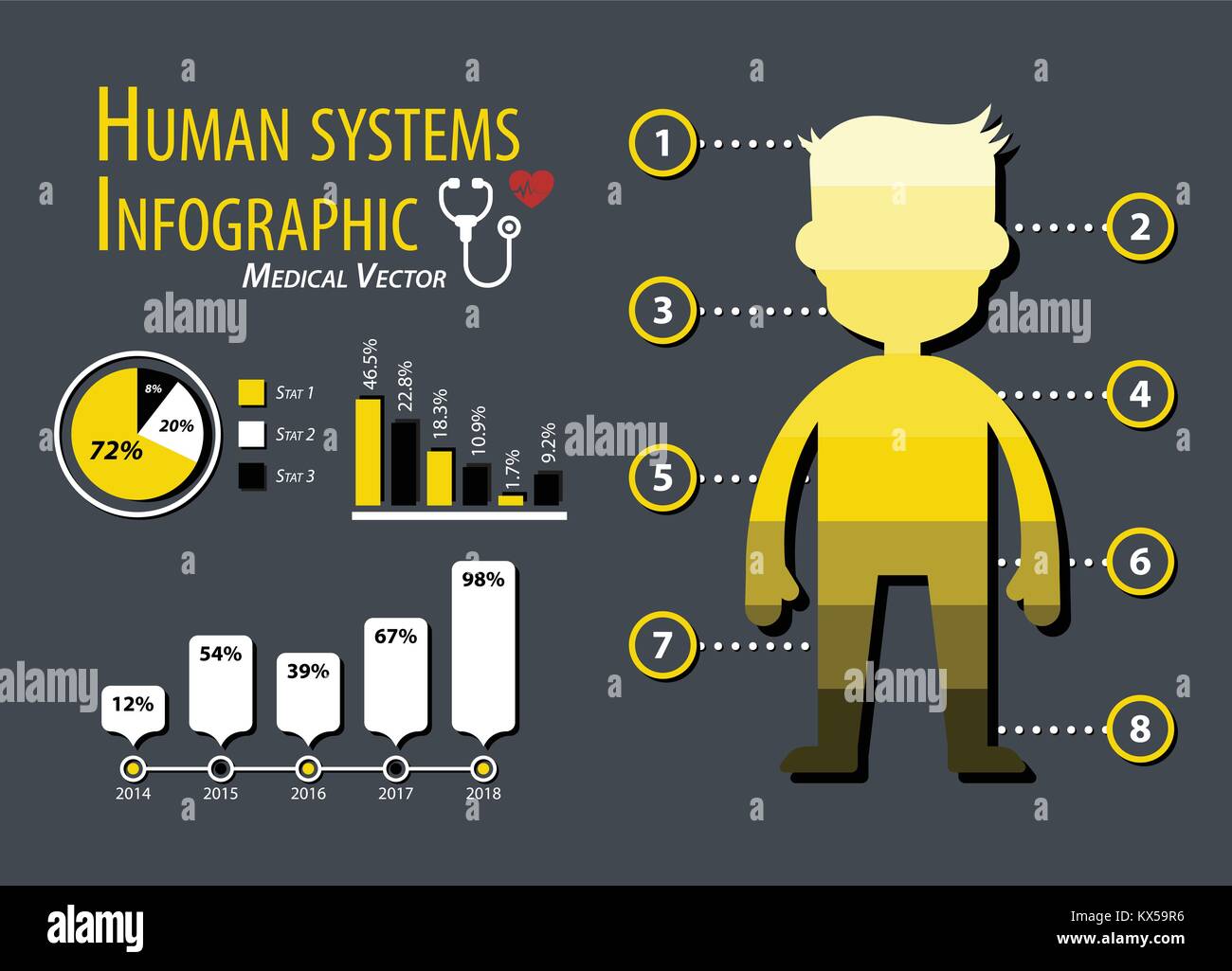 Human body medical infographics silhouette hi-res stock photography and ...