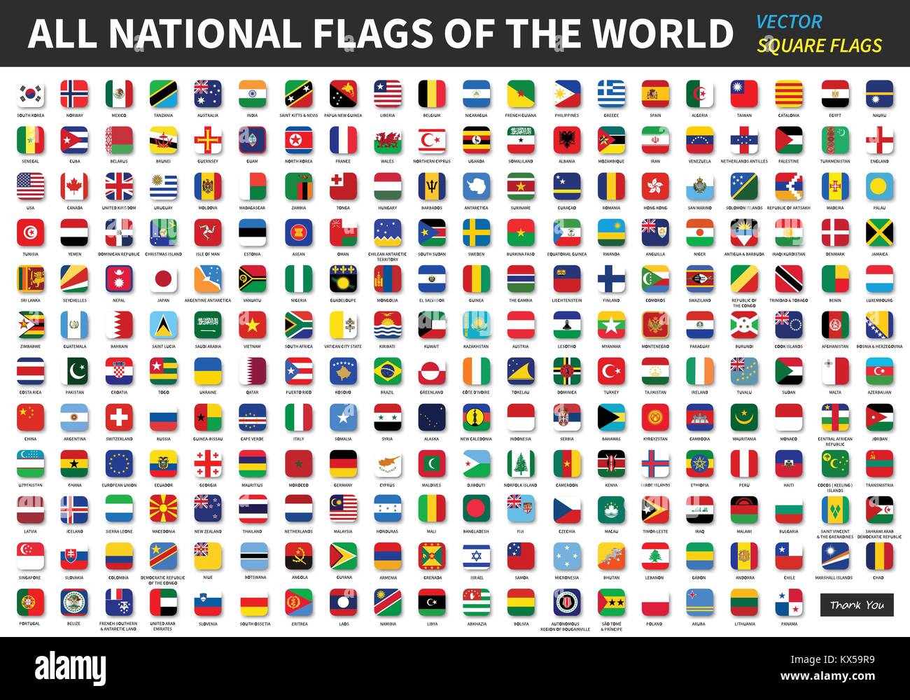 All official national flags of the world . Square design . Vector Stock ...