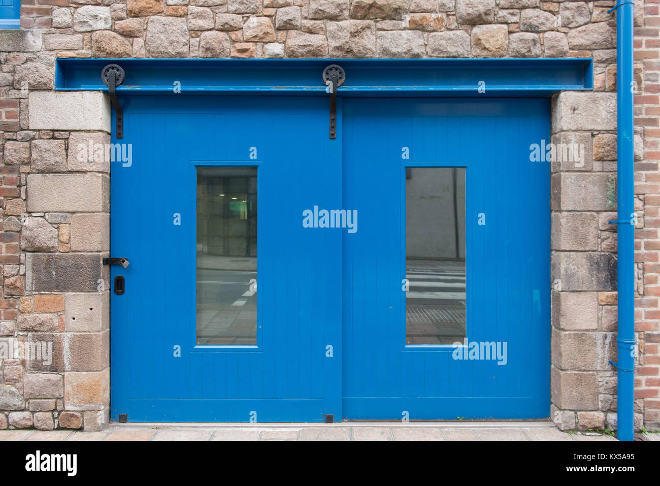Warehouse Sliding Door, Blue Stock Photo - Alamy
