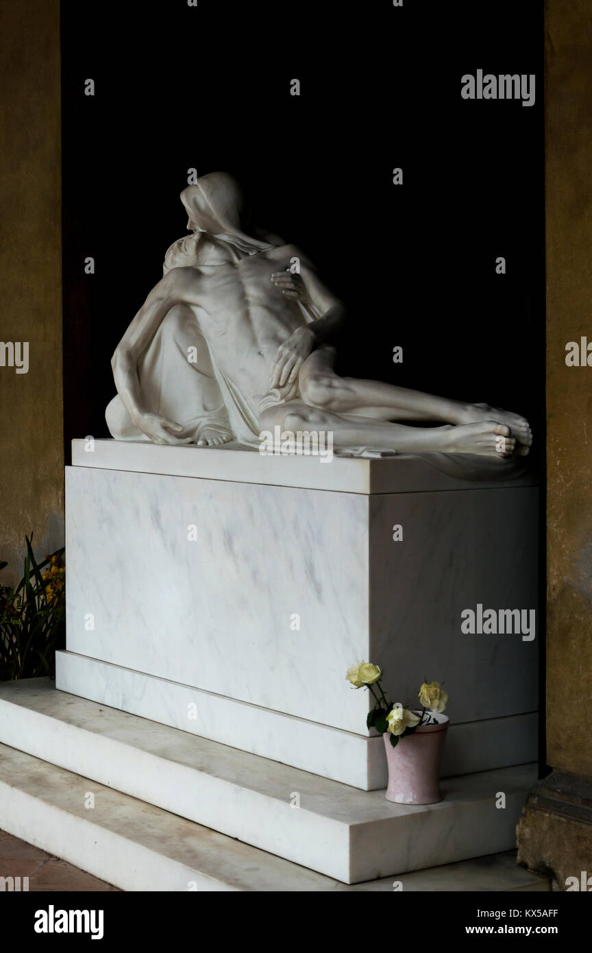 More than 100 years old religious statue Madonna and Christ (compassion ...