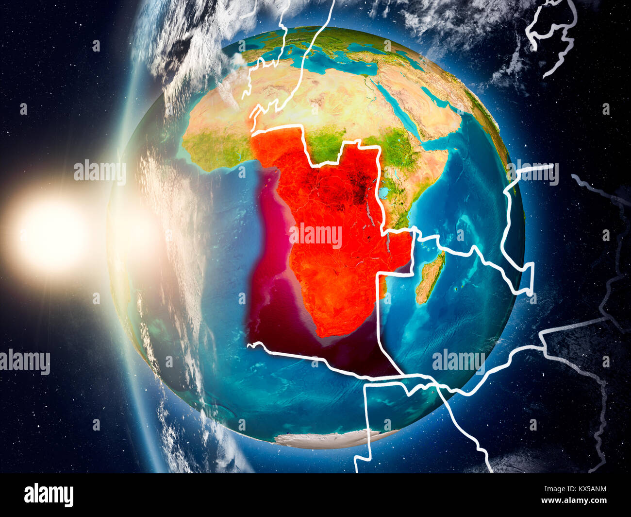 Map angola highlighted in red hi-res stock photography and images - Alamy