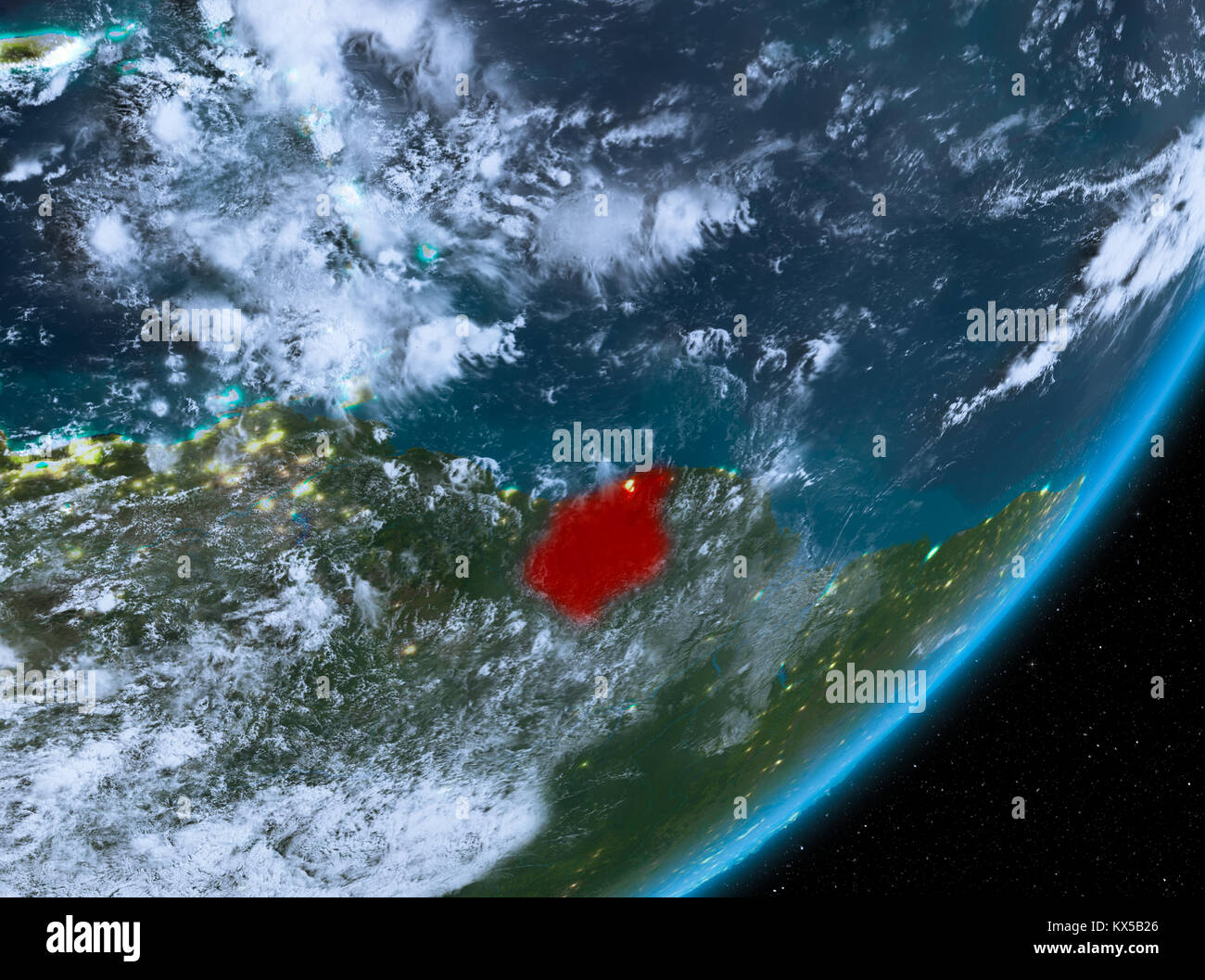 Suriname from space night hi-res stock photography and images - Alamy