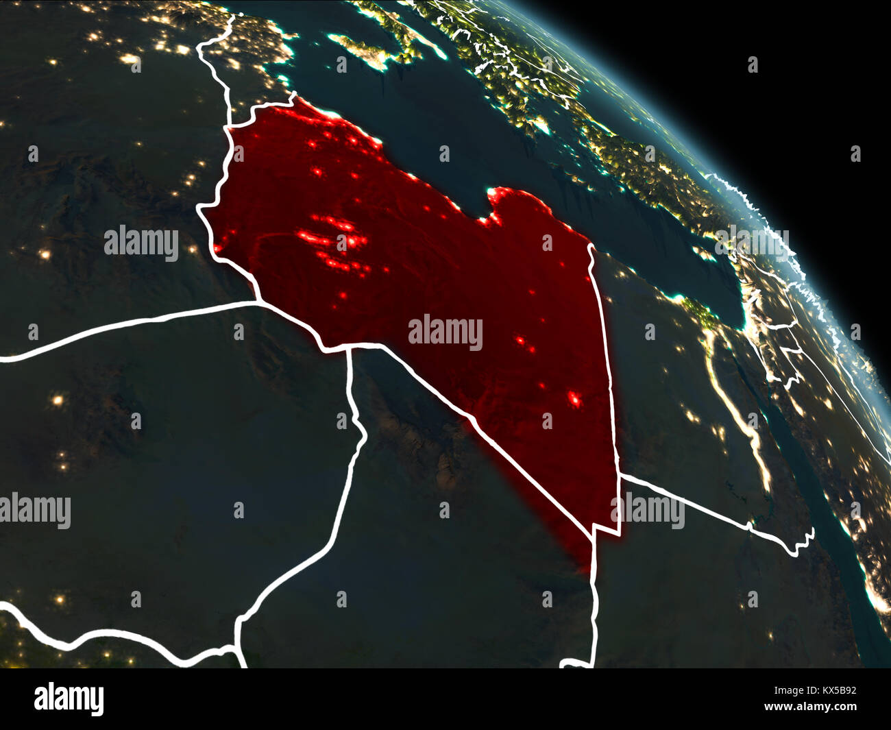Highlighted satellite image of libya hi-res stock photography and ...