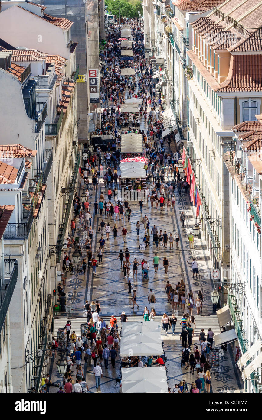Lisbon Portugal,Baixa,Chiado,historic center,Rua Augusta,pedestrian ...