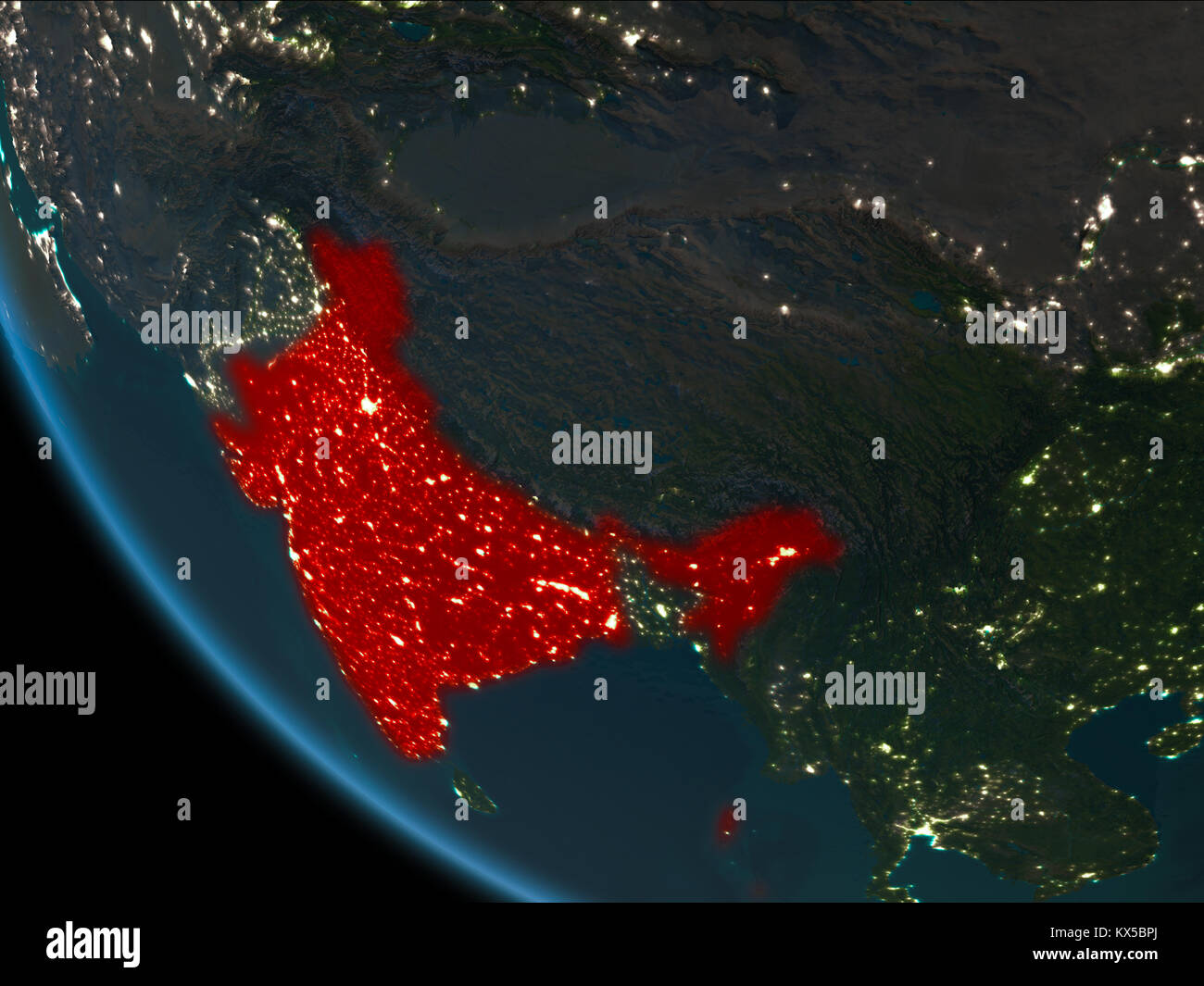 Satellite image of india at night hi-res stock photography and images ...
