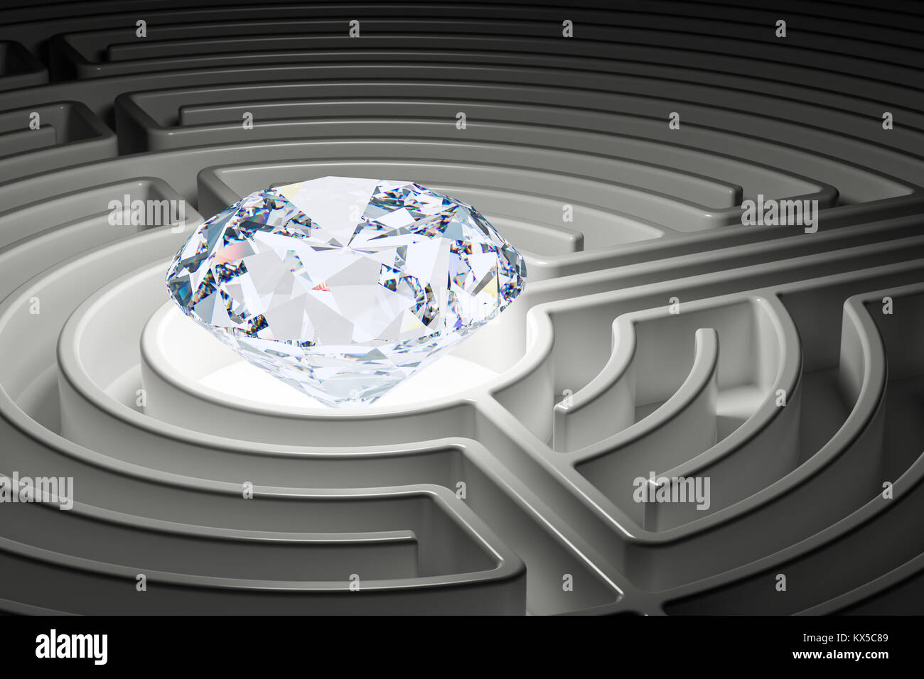 Diamond inside labyrinth maze. 3D rendering Stock Photo - Alamy