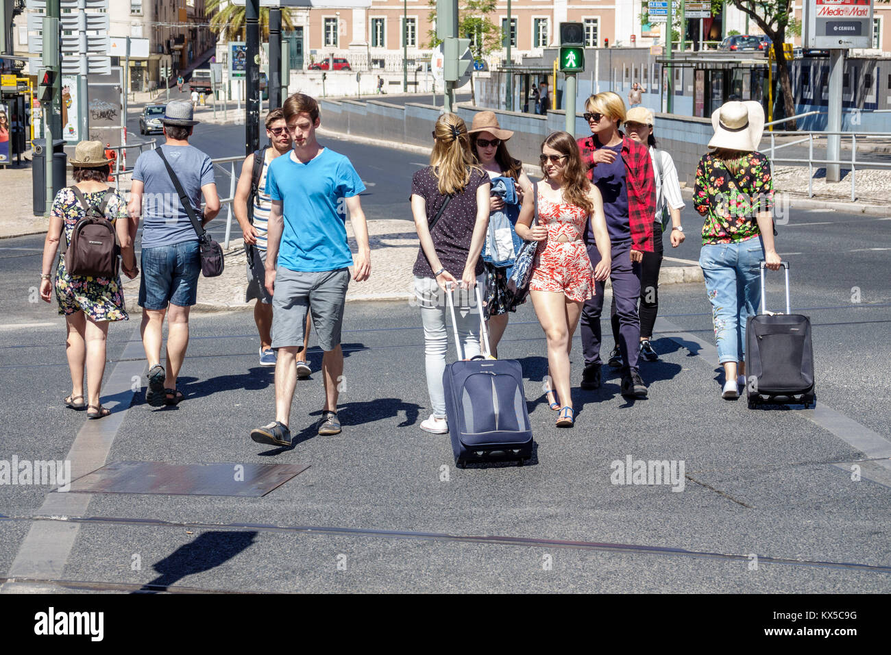 Lisbon Portugal,Largo do Rato,street,pedestrians,crossing,adult adults ...