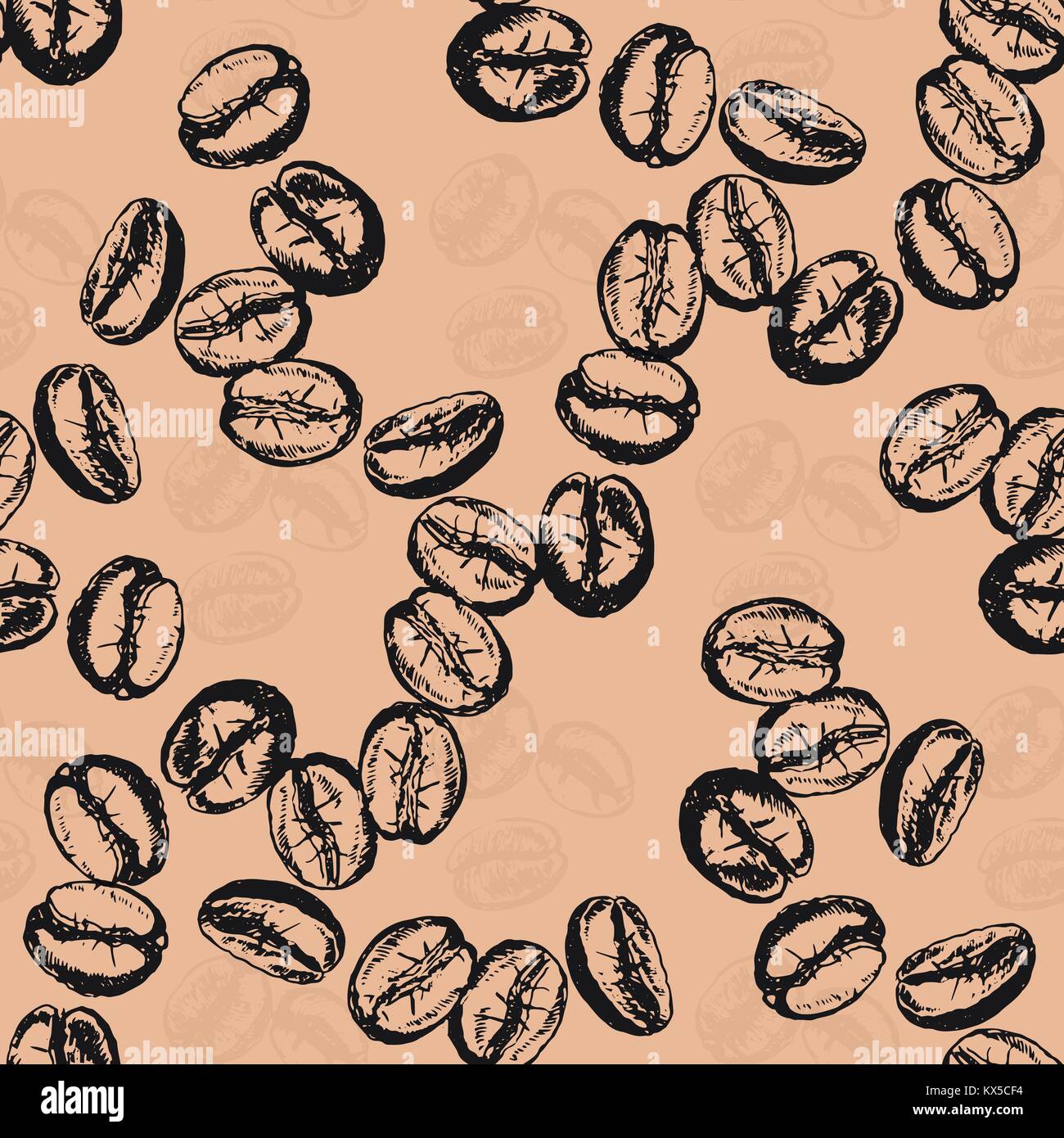 Seamless pattern of hand drawn sketch style coffee beans. Vector ...