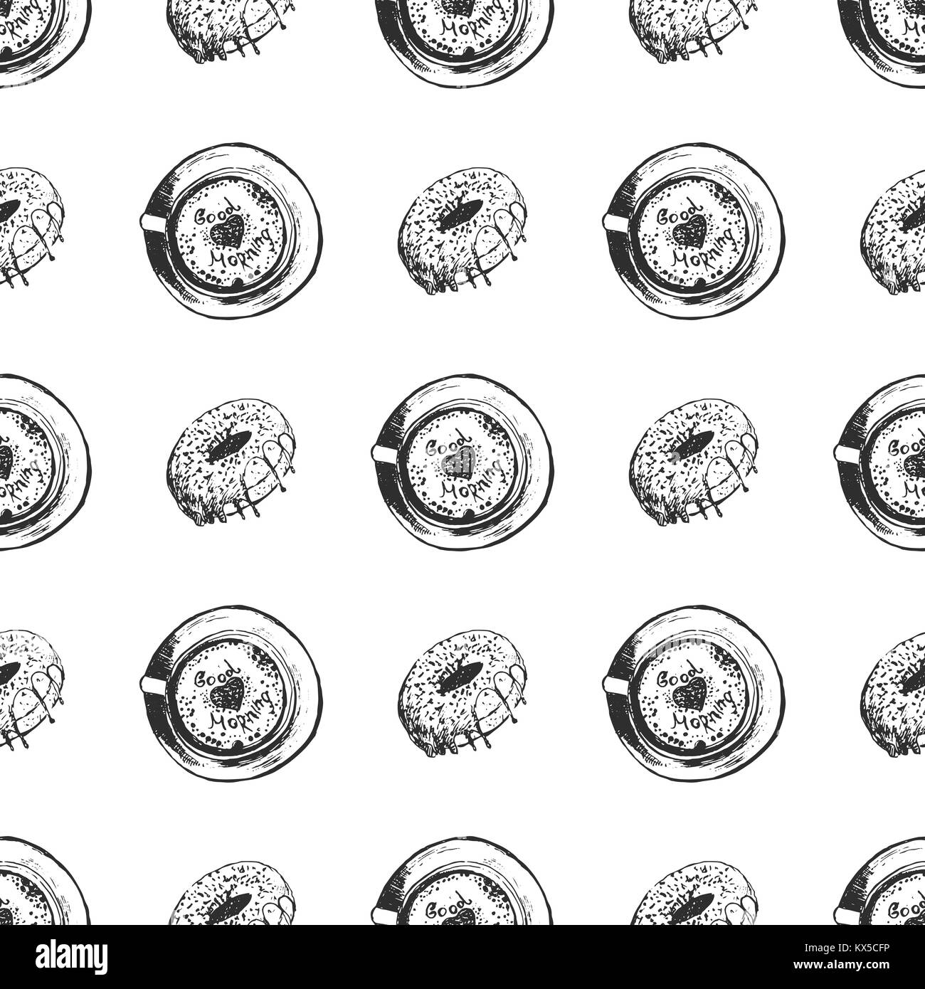 Seamless pattern black white donuts hi-res stock photography and images ...