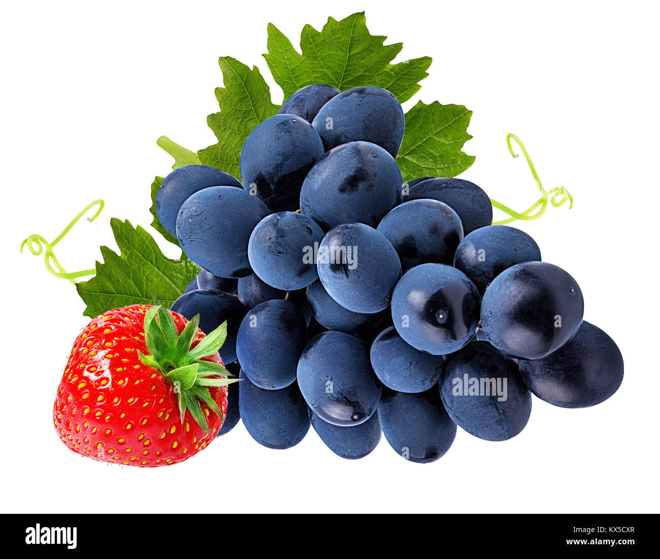 Strawberry and grapes isolated on white background Stock Photo - Alamy