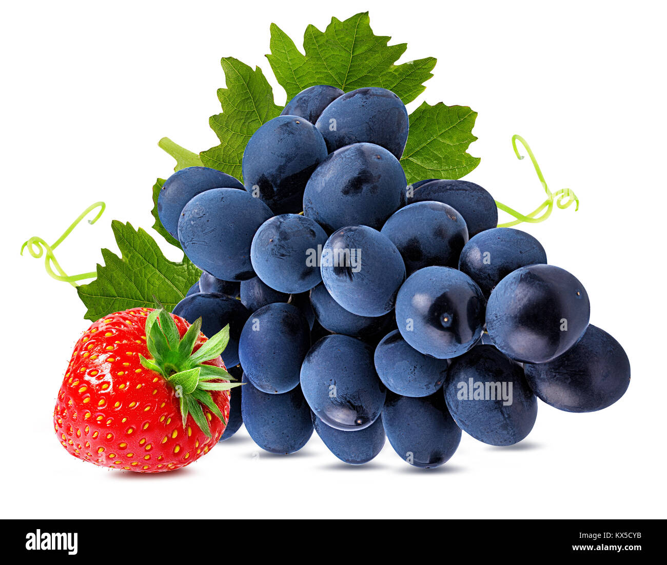 Strawberry and grapes isolated on white background Stock Photo - Alamy
