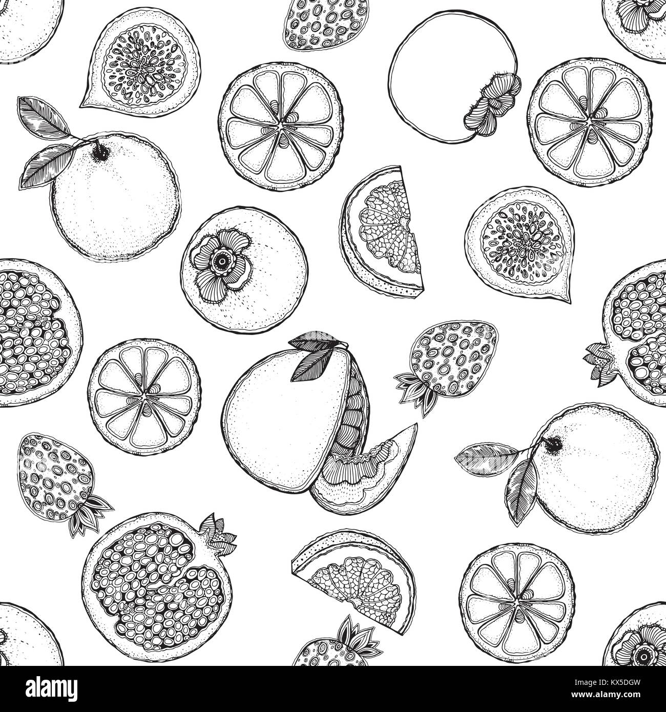 Seamless vector pattern of hand drawn sketch style fruits Stock Vector ...