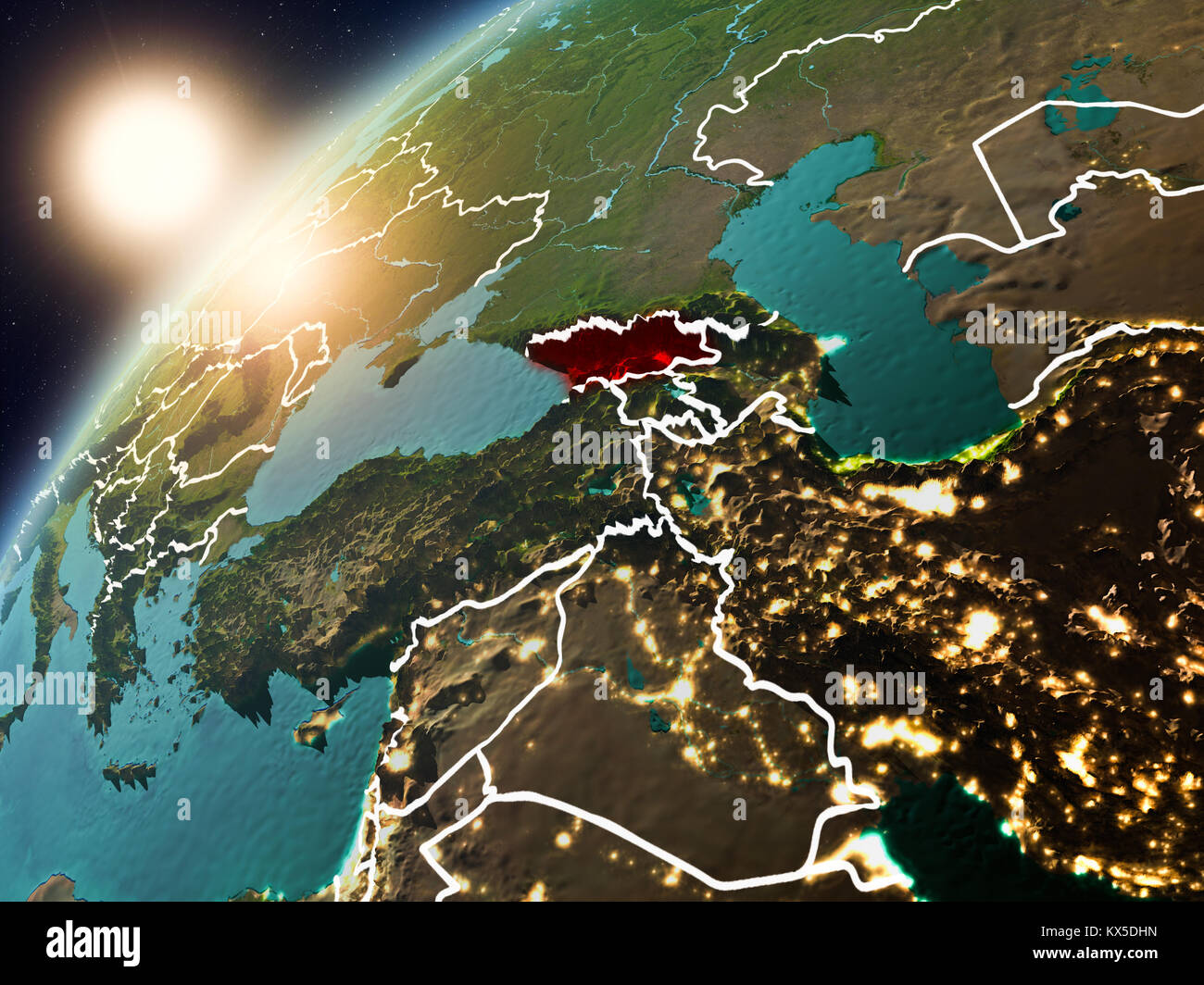 Highlighted satellite image of georgia hi-res stock photography and ...