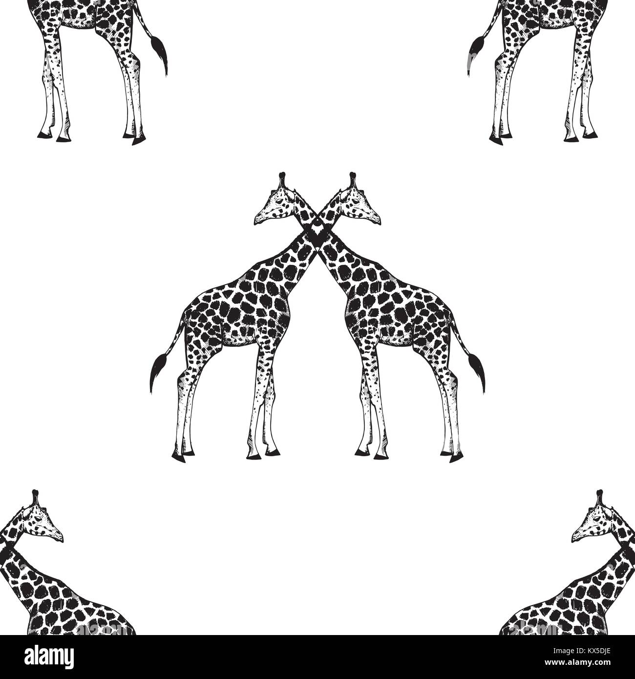 Seamless pattern of hand drawn sketch style giraffe. Vector ...